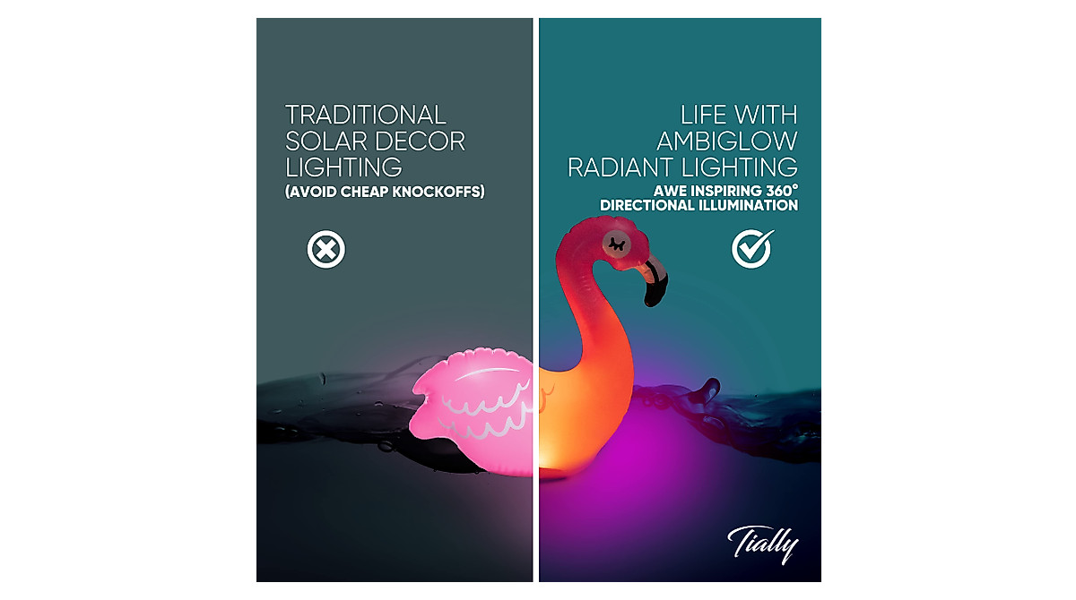 GLOW-MINGO TWINS Solar Flamingo Pool Lights - 8 Hour Glow