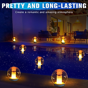 Floating Pool Lights, Solar Flame Lights Flickering IP68 Waterproof Ball Night Lights, Outdoor Lantern Landscape Decoration Lamp for Pool, Pond, Event, Party, Garden(2pcs)