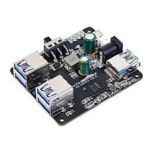 Yahboom 4 Port USB 3.0 Hub for Raspberry Pi Jetson Nano ROS Robot, Compatible with USB 3.0/2.0/1.1 Driver-Free Plug&Play, Onboard External USB-A，5V (micro-USB)，9~24V Power Port, for High-power Device