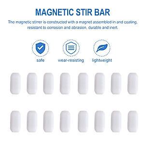 Baluue PTFE Magnetic Stirrer Mixer Stir Bar - 25pcs White Resistant Mixer Plate Rotating Bars Mini Magnet Stir Laboratory Magnetic Rod