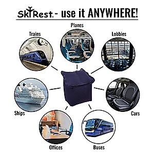 SkyRest® Inflatable Head Neck Rest Travel Pillow - Portable Patented Design Napping Pillows for Airplanes Buses Cars Office Trains Outdoor Camping - Gift for Men Women