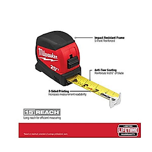 Milwaukee 25 ft. x 1.2 in. Compact Wide Blade Tape Measure (2-Pack)