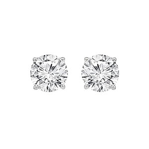 Beyond Brilliance 1.00 Carat Solitaire Diamond Stud Earrings for Women | Round Cut Lab Grown Diamond | 14K White Gold Earrings with Screw Back | Fine Jewelry for Her | Gift Box Included