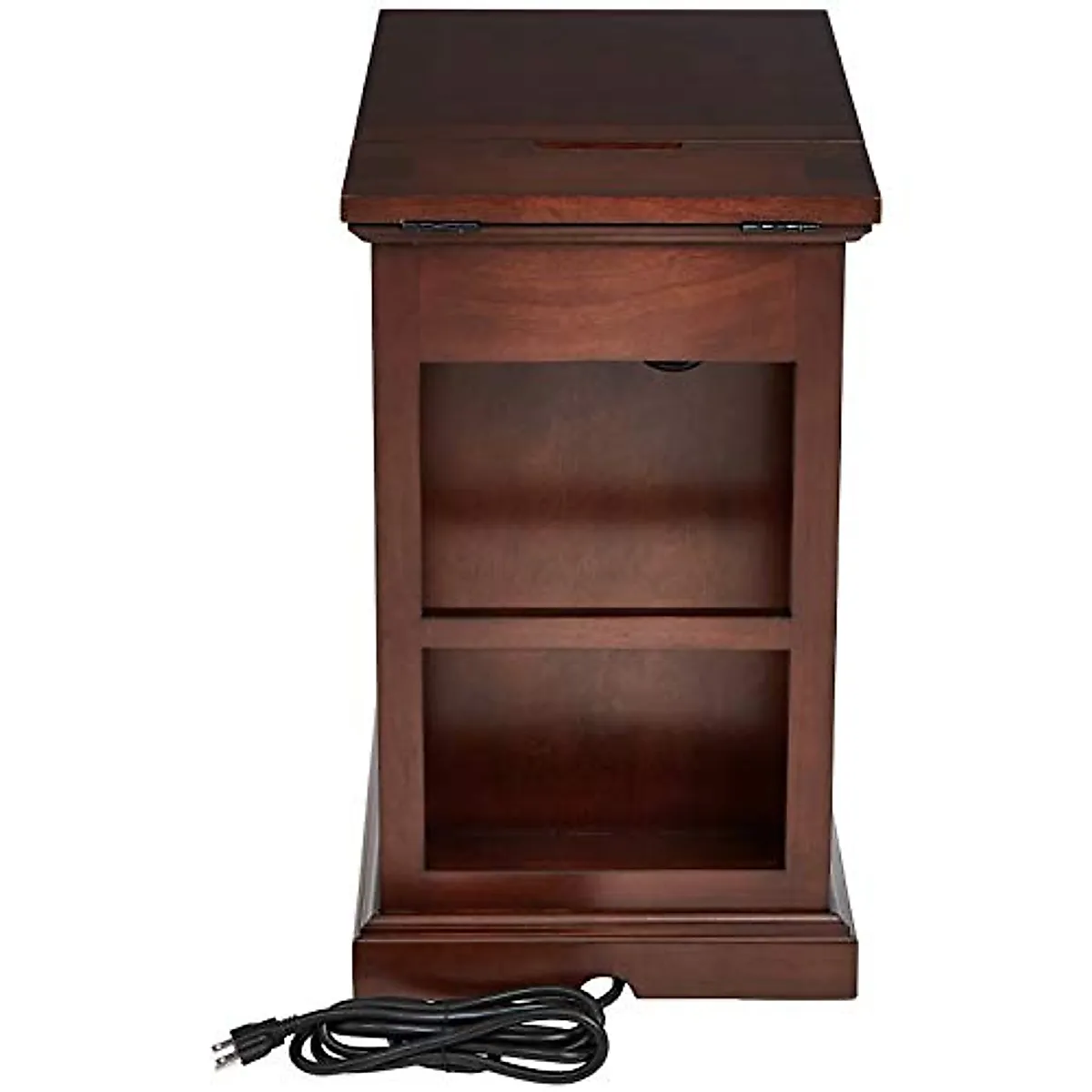 Ball & Cast Traditional End Table with Charging Station Chair Side Table with USB Ports & Outlets, Dark Brown