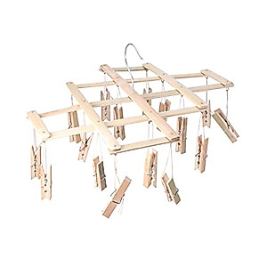 Alipis Folding Drying Rack Hangers for Clothes Dish Drying Rack Foldable Socks Hook Dryer Windproof Clothespin Hook Drying Racks for Laundry 16 Pegs Drying Rack with Swivel Hooks Hanging