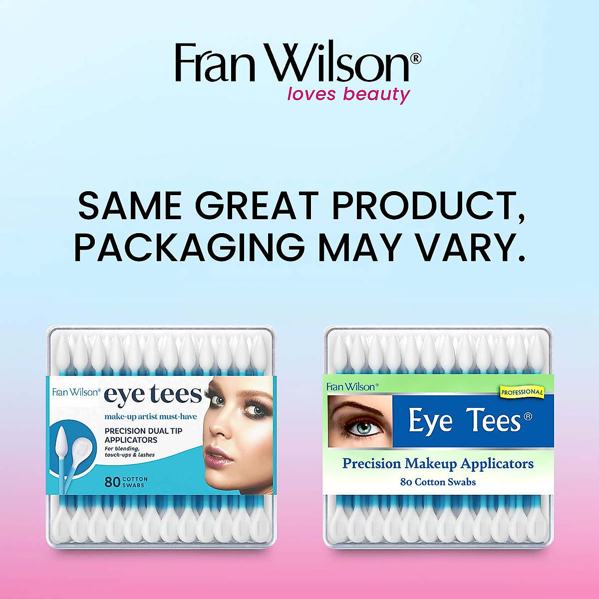 Fran Wilson EYE TEES COTTON TIPS 80 Count - Precision Makeup Applicator, Double-sided Swabs with Pointed and Rounded Ends for Perfect Blending, Effective Cleaning and Precise Touch-ups