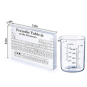 Large Periodic Table with Real Elements Inside, Larger Size 7.9 inch Easy to Read, Acrylic Periodic Table with Elements Samples