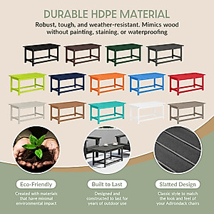 WestinTrends Malibu Outdoor Coffee Table, 35" x 17.5" All Weather Poly Lumber Patio Adirondack Coffee Table for Garden Lawn Porch Balcony, Gray