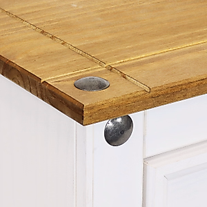 Sunnydaze 31.5-Inch H Kitchen Sideboard Cabinet with 2 Drawers and 2 Doors - Solid Pine Construction with White Finish