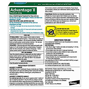 Advantage II Medium Dog Vet-Recommended Flea Treatment & Prevention | Dogs 11-20 lbs. | 4-Month Supply