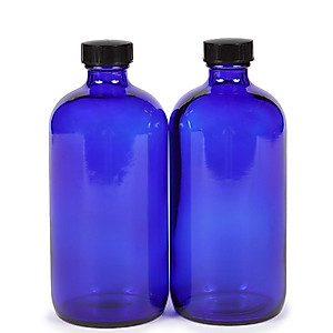Vivaplex, 2, Large, 16 oz, Empty, Cobalt Blue Glass Spray Bottles with Black Trigger Sprayers and Lids