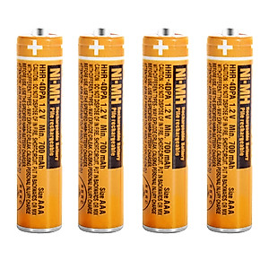 4 Pack HHR-4DPA NI-MH Rechargeable Battery for Panasonic 1.2V 700mAh AAA Battery for Cordless Phones