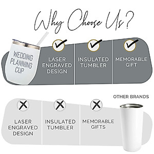 Wedding Planning Cup - Great Engagement Gifts for Women - 12oz Future Mrs. Cup Wine Tumbler with Lid and straw! Perfect Engagement Gift For her, Gifts for Bride Wine Glass, or Fiance Gifts for Her