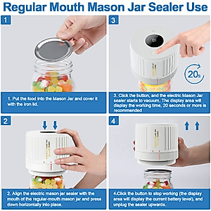 LOVE MOMENT Electric Mason Jar Vacuum Sealer Kit for Wide Mouth and Regular Mouth Mason Jar - White