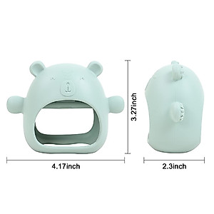 Baby Little Bear Silicone Teething Toys for 3-6 6-12 Months Infants,Anti-dropping Hand Wrist Teether Mitten,Sensory Chew Toy for Baby Sucking Biting Needs. (Blue)