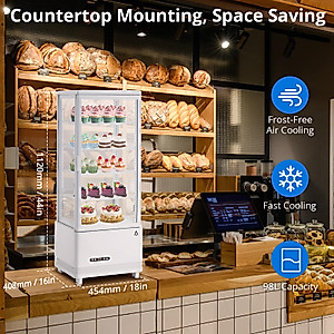 ACONEE Commercial, 3.46 Cu.Ft. Refrigerator Display Case Countertop Fridge, Upright Beverage Merchandiser Adjustable Shelves, Interior Lighting, White