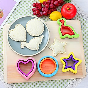 Crustless Sandwich Cutter 4 Pcs Sandwich Cutter and Sealer Set Decruster Sandwich Maker Lunchbox Bento Box DIY Cookie Cutters Uncrustables Pancake Maker