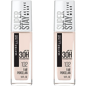 Maybelline Super Stay Full Coverage Liquid Foundation Active Wear Makeup, Up to 30Hr Wear, Transfer, Sweat & Water Resistant, Matte Finish, Fair Porcelain, 1 Count (Pack of 2)