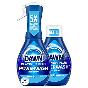 Dawn Powerwash Spray Starter Kit, Platinum Dish Soap, Fresh Scent, 1 Starter Kit + 1 Dawn Powerwash Refill, 16 fl oz each