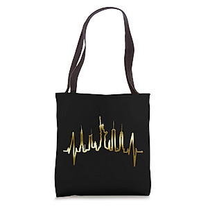 New York Skyline Heartbeat Love Statue Of Liberty New York Tote Bag
