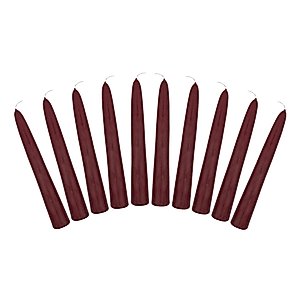 6" Unscented Taper Candles Box of Ten Candles Made in The USA (Burgundy)