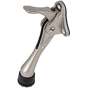 One Touch Kickdown Door Stopper, Door Holder, Heavy Duty Door Stops, Bottom of Door, Height-Adjustable Rubber Tips by HASHI (Satin Nickel 4 inch x 1pack)