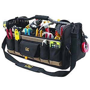 Custom Leathercraft WORK GEAR 1579 20 Inch, Open Top, Soft Sided Tool Box, 27 Pockets