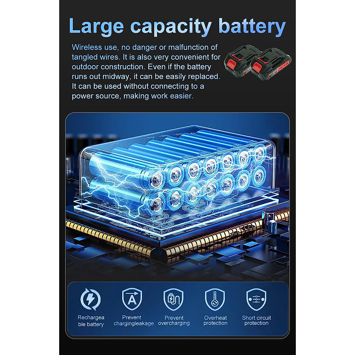 Cordless Reciprocating Saw, 2 x 2.0Ah Battery, Cordless Variable Speed, Blades Kit for Wood/Metal/PVC Cutting RED-A