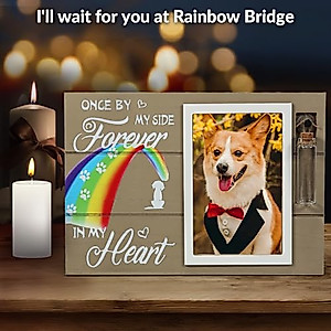 Pet Memorial Picture Frame for Dog, Pet Dog Rainbow Bridge Picture Frame with Ashes Urn, Fur Baby Passing Away Gifts to Dog Owners, Pet Loss Remembrance Photo Frame, Pet Puppy Keepsake to Condolences