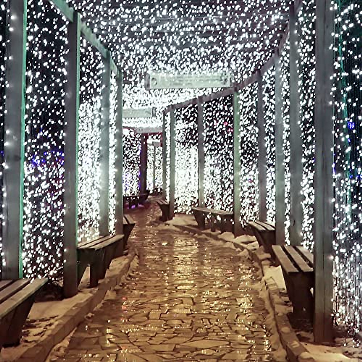 hyrion Warm White Curtain String Light + White LED Curtain Light