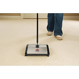 Bissell Natural Sweep Carpet and Floor Sweeper with Dual Rotating System and 2 Corner Edge Brushes, 92N0A, Silver