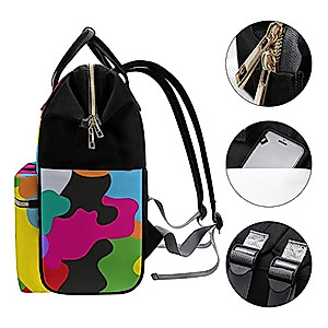 Bright Camouflage Pattern Diaper Bag Backpack Large Capacity Mommy Bags Multifunction Nappy Bag Travel Back Pack Black-Style