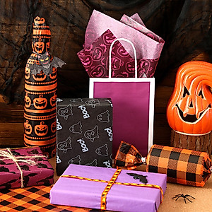 SANNIX 100 Sheets Halloween Tissue Paper Black Orange Wrapping Paper with Cobweb Bat Ghost Pumpkin Pattern for Halloween DIY Crafts Fall Holiday Decoration Gift Packing 19.7 ×13.8 Inch (10 Patterns)