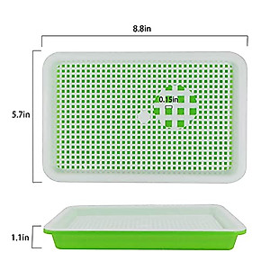 QHC KOCK 6-Pack Seed Sprouter Tray BPA Free PP Soil-Free Big Capacity Healthy Wheatgrass Grower Sprouting Container Kit Wheatgrass Cat Grass Seedling Planting Storaging Trays for Garden Home Office
