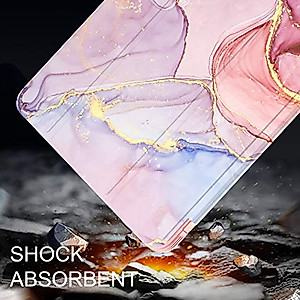 PIXIU Compatible with Pad 9.7 inch Case with Pencil Holder,pad 6th /5th Generation Cases,Full Body Protective Folio Leather Smart case Cover with Wake/Sleep Feature (Purple Marble)