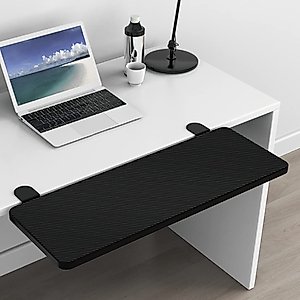 HONJIE Ergonomics Desk Extender Tray, Suitable for Office. Foldable, Punch-Free Clamp on.Computer Keyborad Tray, Desk Extension Board.(25.2"*9.45"(64cm*24cm), Carbon)