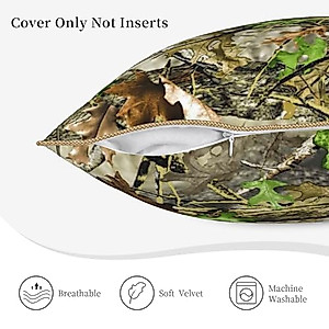 Augenstern Zippered Pillow Protectors Cover Case Leafs-Camo-Hunting Decorative Throw Pillow Cover Square Cushion Case 18"X18"