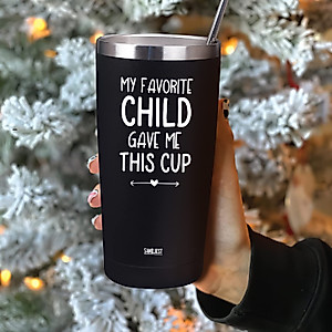 SANDJEST 20oz Stainless Steel Tumbler Gifts for Dad from Daughters Sons Insulated My Favorite Child Gave Me This Cup Travel Mug Christmas Father's Day
