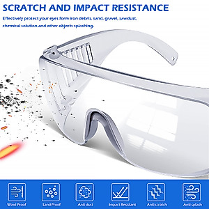 OXG 6 Pack Safety Glasses Over Eyeglasses Anti-Fog, ANSI Z87.1 Clear Safety Goggles Eye Protection Glasses for Men and Women Construction, Labs, Shooting