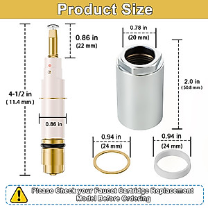 UCDETD MS-5AT-C Brass Shower Cartridge Replacement for SLD1350, MP58045, 4-1/2 in Length, Globe Valve, Faucet Cartridges