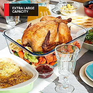 28 Cup Extra Large Glass Storage Container with Lid (220 Ounces), Oven Safe Large Glass Container with Handle, Large Glass Food Storage Container with Airtight Locking Lid with Handle, Freezer Safe