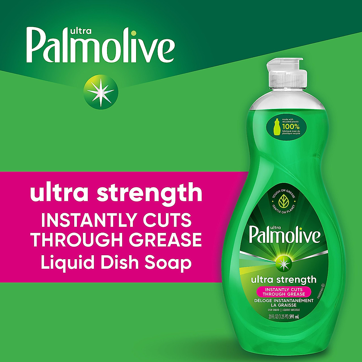 Palmolive Ultra Strength Liquid Dish Soap, Original Green, 20 Fluid Ounce(Packaging May Vary)