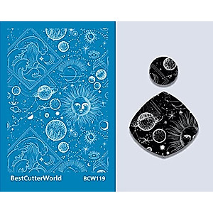 EZILLION 6PCS Silk Screen Stencil for Polymer Clay - Universal,Star,Sun,Moon Style Polymer Clay Silkscreen,Clay Earring Silkscreen Tools,Polymer Clay Kits