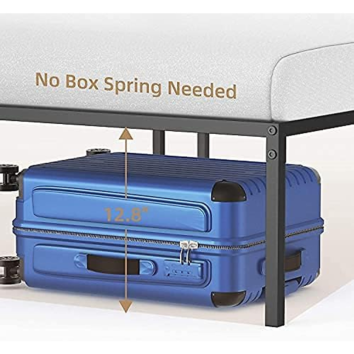 ELETHEBIA Queen Bed Frame Platform,14 Inch Metal Queen Size Bed Frames No Box Spring Needed,Heavy Duty Steel Slat Mattress Foundation,Easy Assembly,No Noise and No Shaking