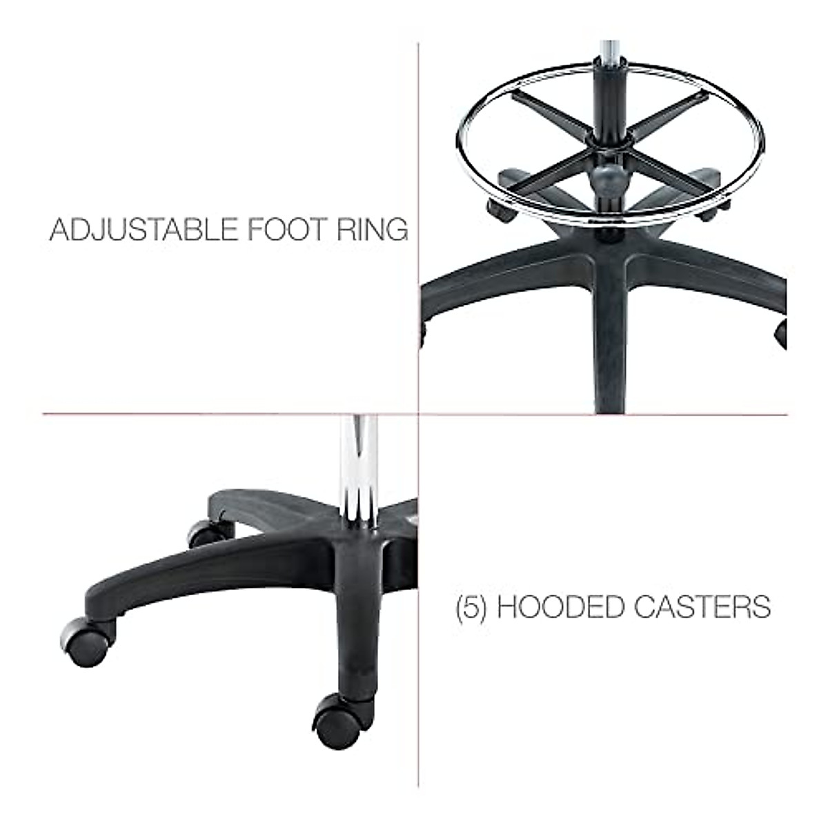 Alera ALEIN4616 Alera Interval Series Swivel Task Stool, Pvc-Free Faux Leather, Black