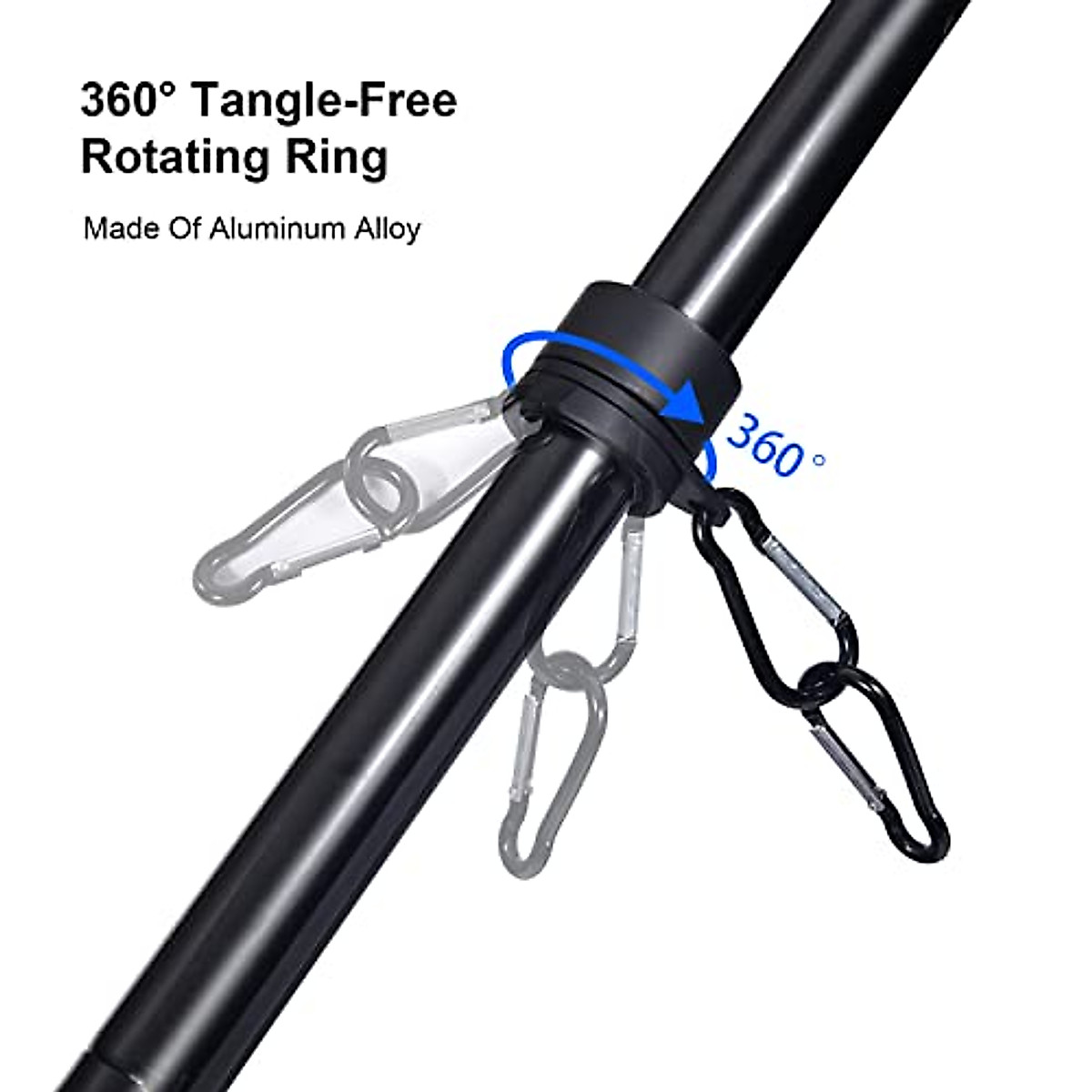 Jezzluky American-Flag-with-Pole for House, Wall Mount Flag Pole Kit Outside Included 6ft Stainless Steel Pole, 3x5 Embroidery Nylon Us Flag, Aluminum Alloy Tangle-Free Rings and Metal Holder