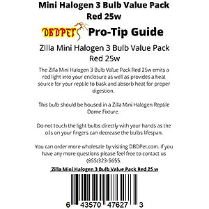 Mini Halogen 25w Red Basking & Night Time Bulb for Reptiles- 3 Bulb Value Pack