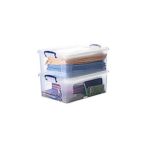Superio 22 Qt Clear Plastic Storage Bins with Lids and Latches, Organizing Containers, Stackable Plastic Tote for Household, Garage, School, and Office, 2 Pack