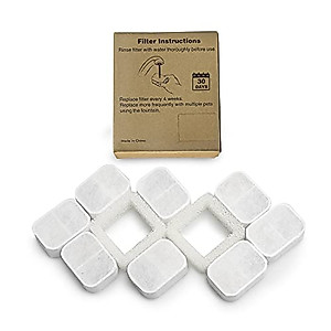 10 Pack Ceramic Cat Water Fountain Replacement Filters, 8 Pack Pet Fountain Replacement Filters and 2 Pack Foam Filters for Tritone/Fiumi Ceramic Pet Lotus Ceramic Pet Drinking Fountain