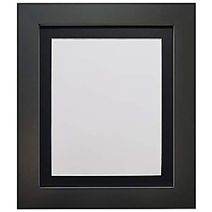 FRAMES BY POST FBPLONDONBLACKFRAMEWITHBLACKMT50404030CM 39 x 15 mm Wide London Photo Poster Frame for Picture 40 x 30cm, 50 x 40 Image Size 40 x 30 cm (Plastic Glass), Black